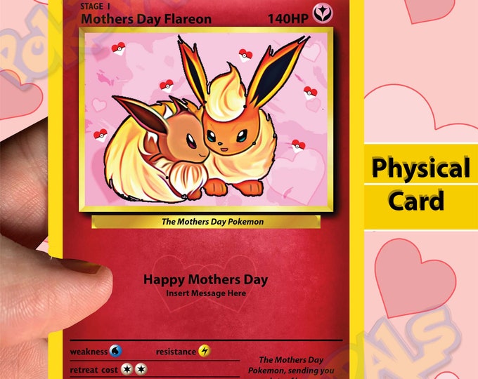 Personalised Mothers Day Eevee & Flareon Pokemon Card Customised ...