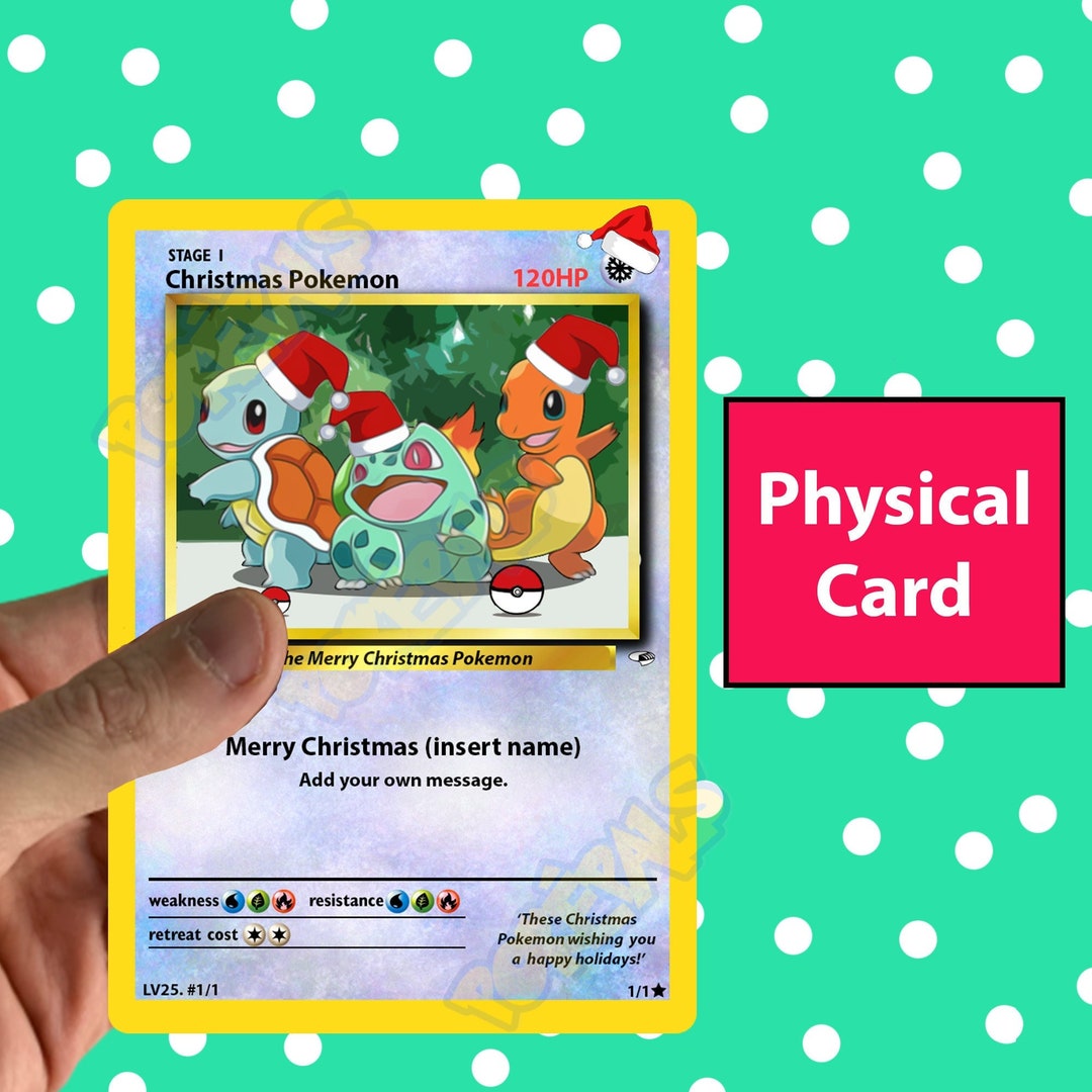 Personalised Christmas Pokemon Card Customised Physical Card Add Your ...