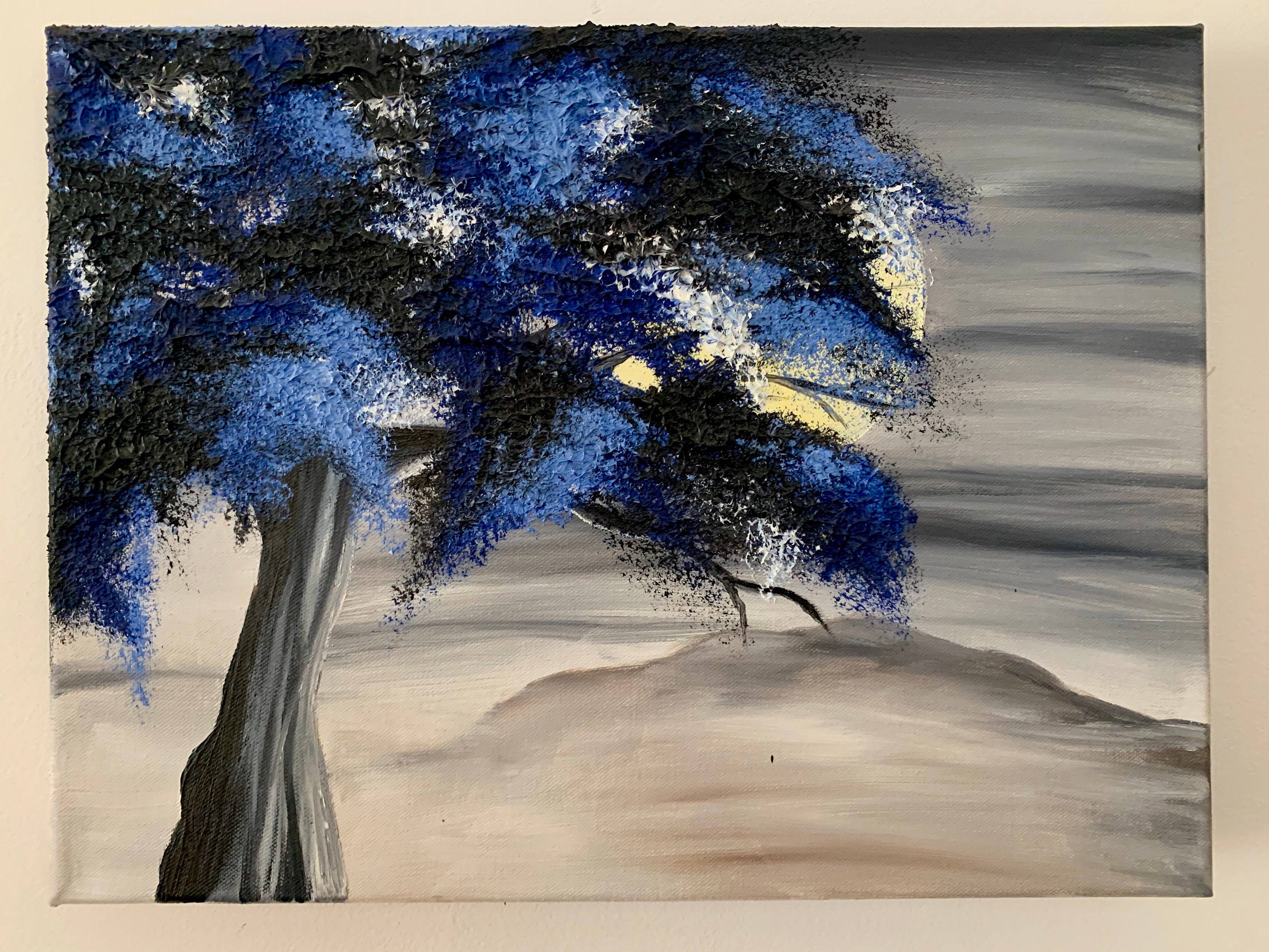 Un árbol azul a la luz de la luna - Etsy España