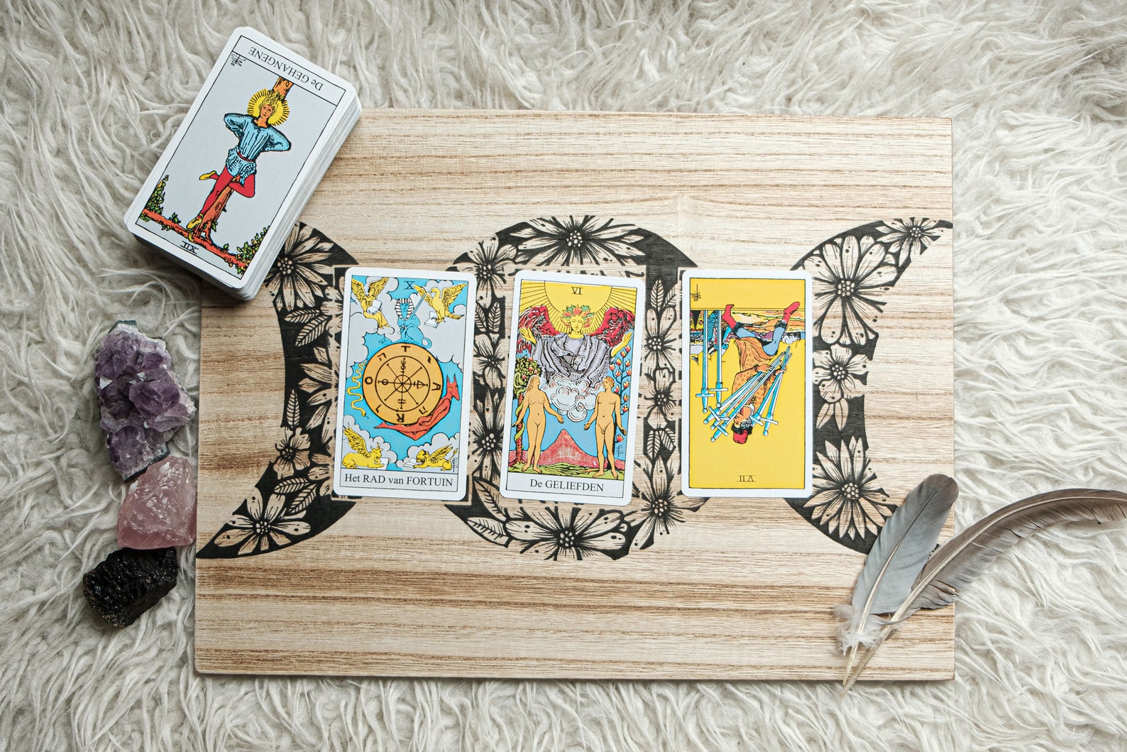 Tarot Board Triple Moon Three Card Spread - Etsy