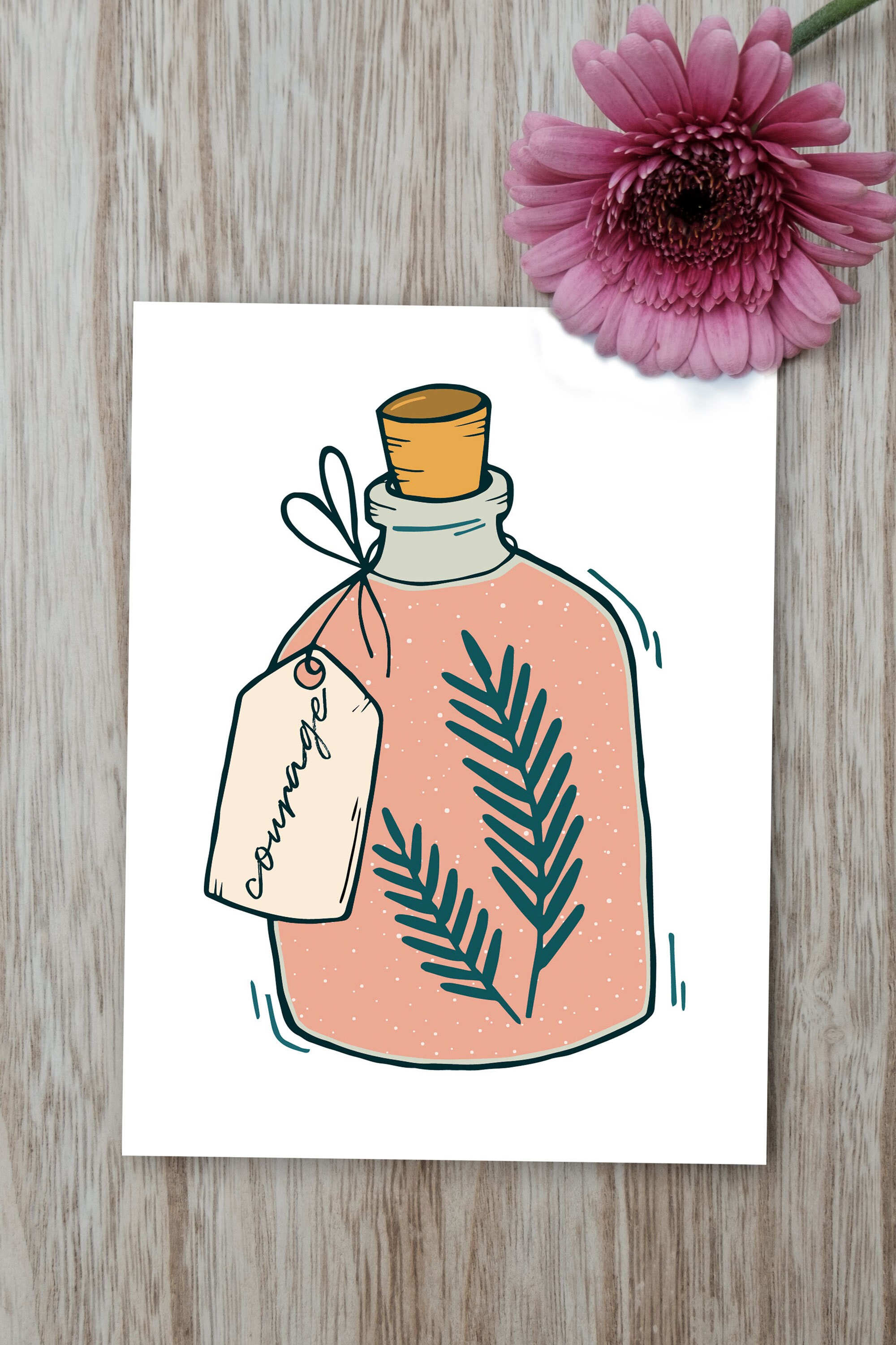 Courage Spell Bottle Card - Etsy