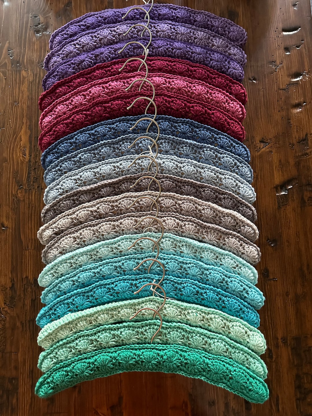 Nana’s Crochet Covered Hangers Ombre - 16” Adult Hanger, Set of 3 - Etsy