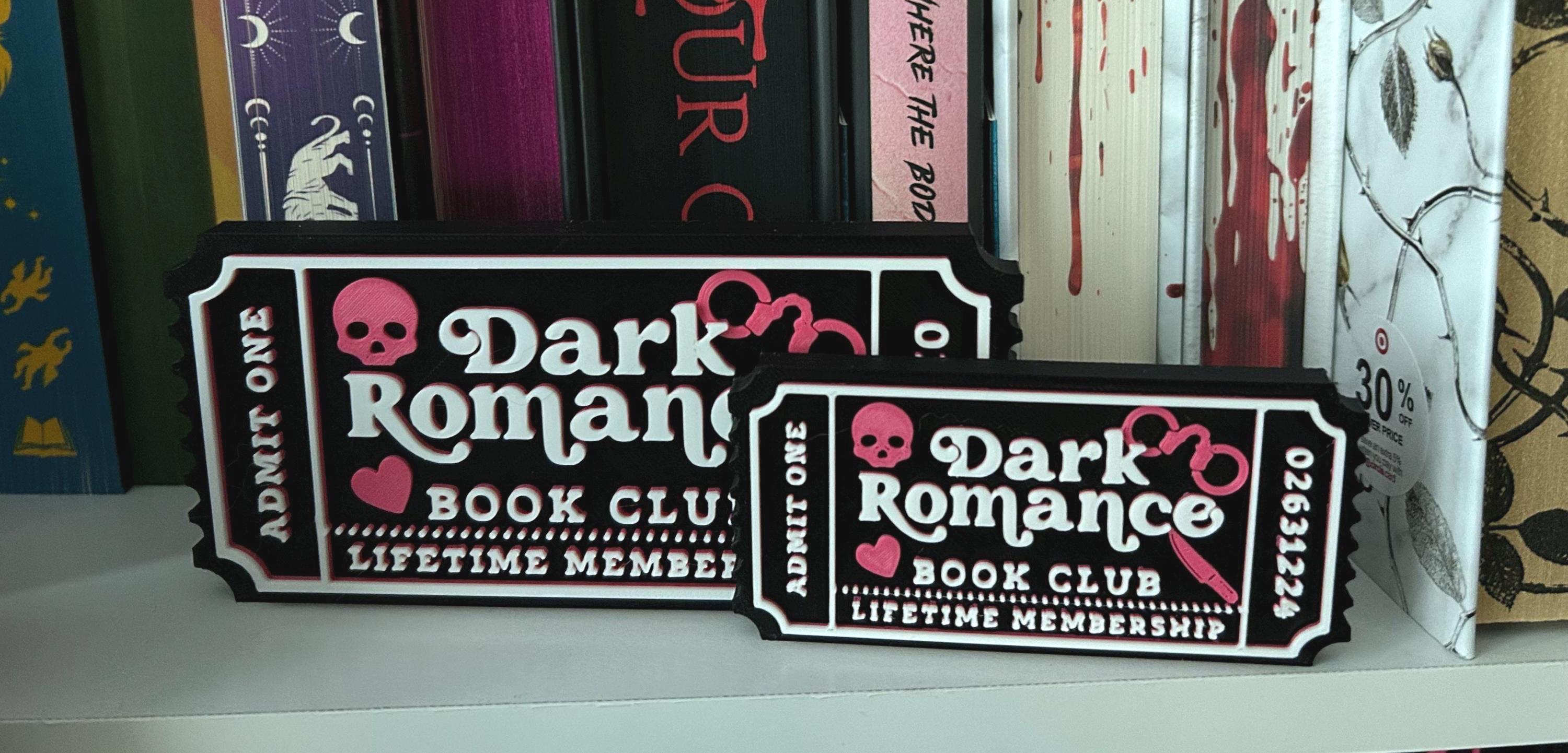3D Printed Dark Romance Ticket Sign: Bookish Gift, Read, Readers ...