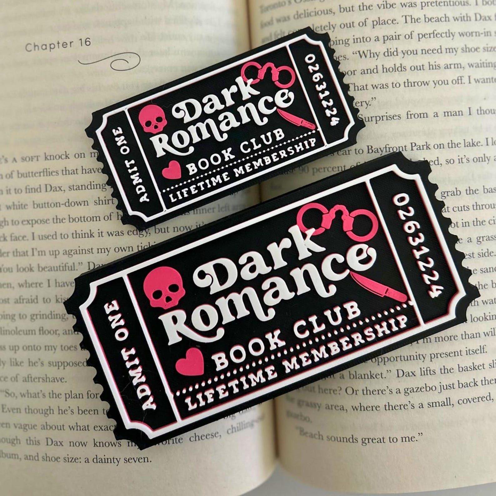 3D Printed Dark Romance Ticket Sign: Bookish Gift, Read, Readers ...