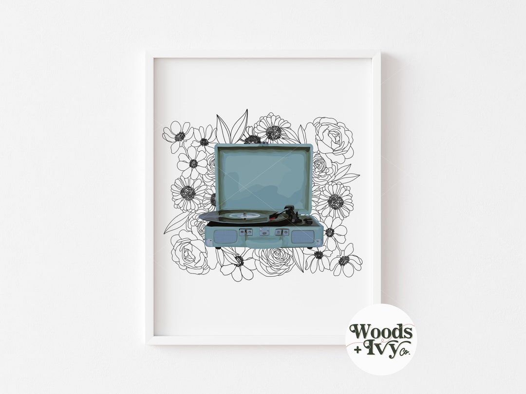 Record Player Print Floral Record Player Print - Etsy