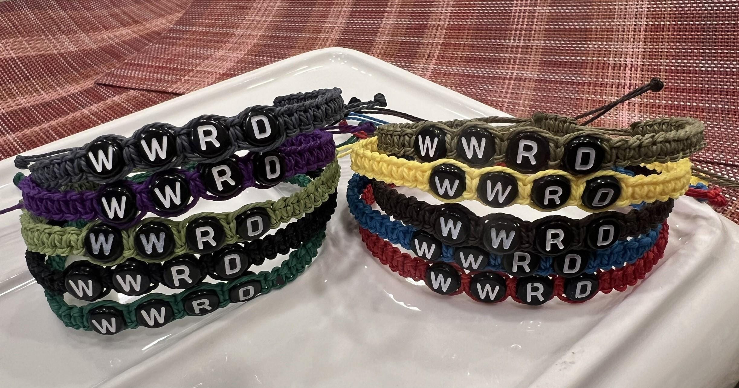 WWRD, WWJD, HWLF Macrame Bracelet: Adjustable Custom-made Religious ...