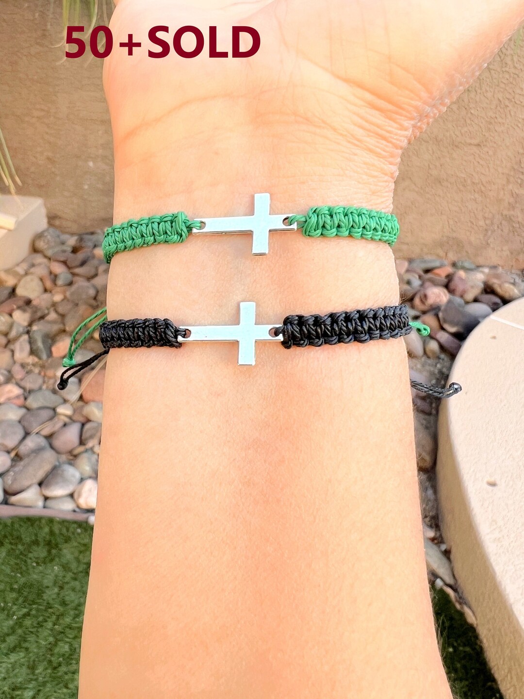Personalized Handwoven Cross Bracelet: Adjustable Braided Rope ...