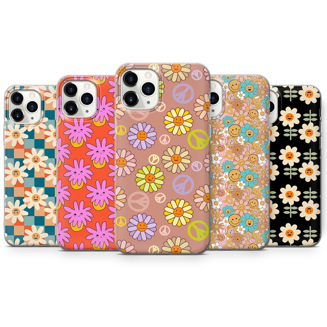 Peace Sign Phone Case Happy Face Cover for iPhone 16 Pro Max, 15 Plus ...