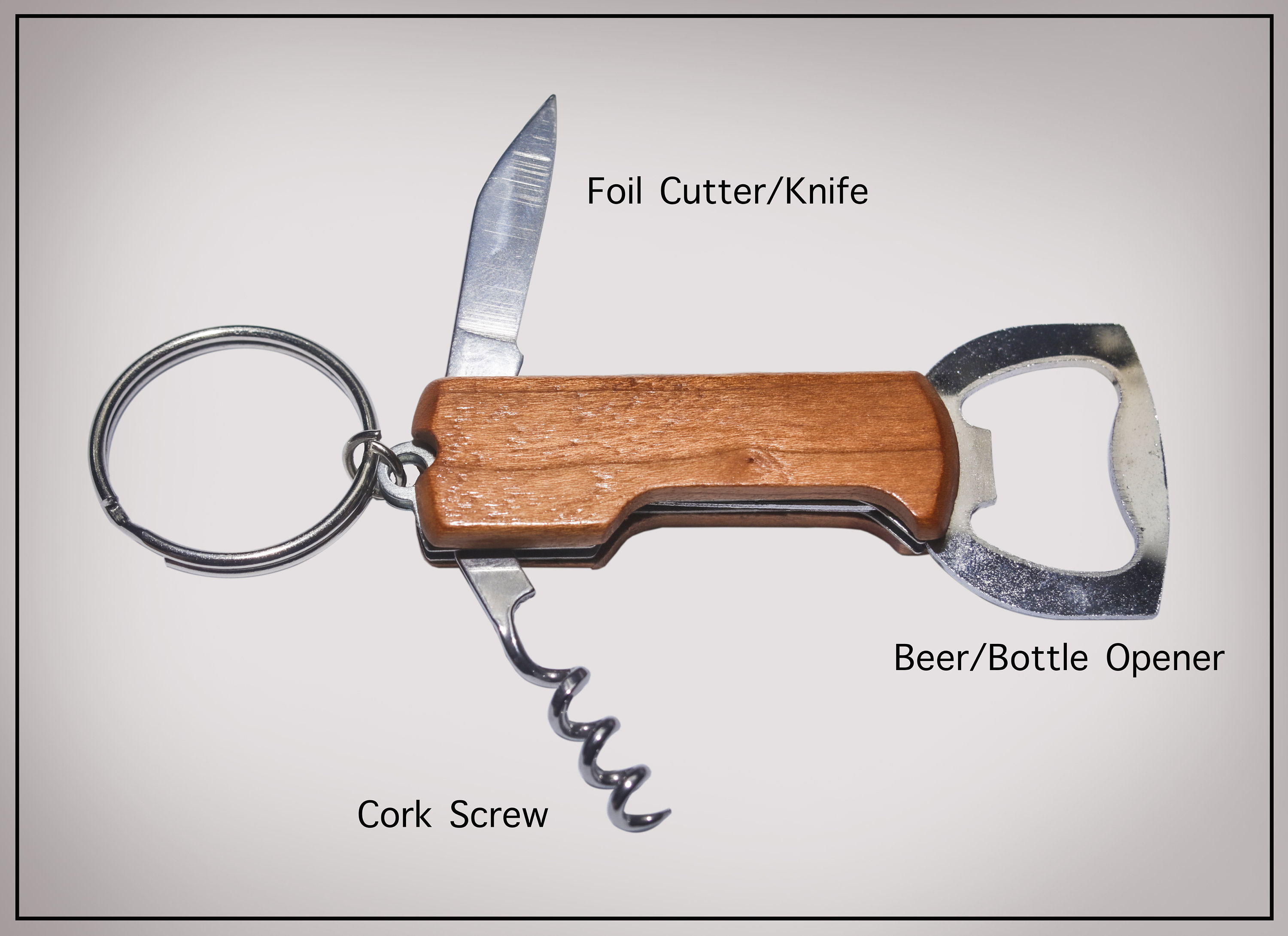 3 in 1 Keychain Bottle Opener Personalised Keyring Wooden | Etsy