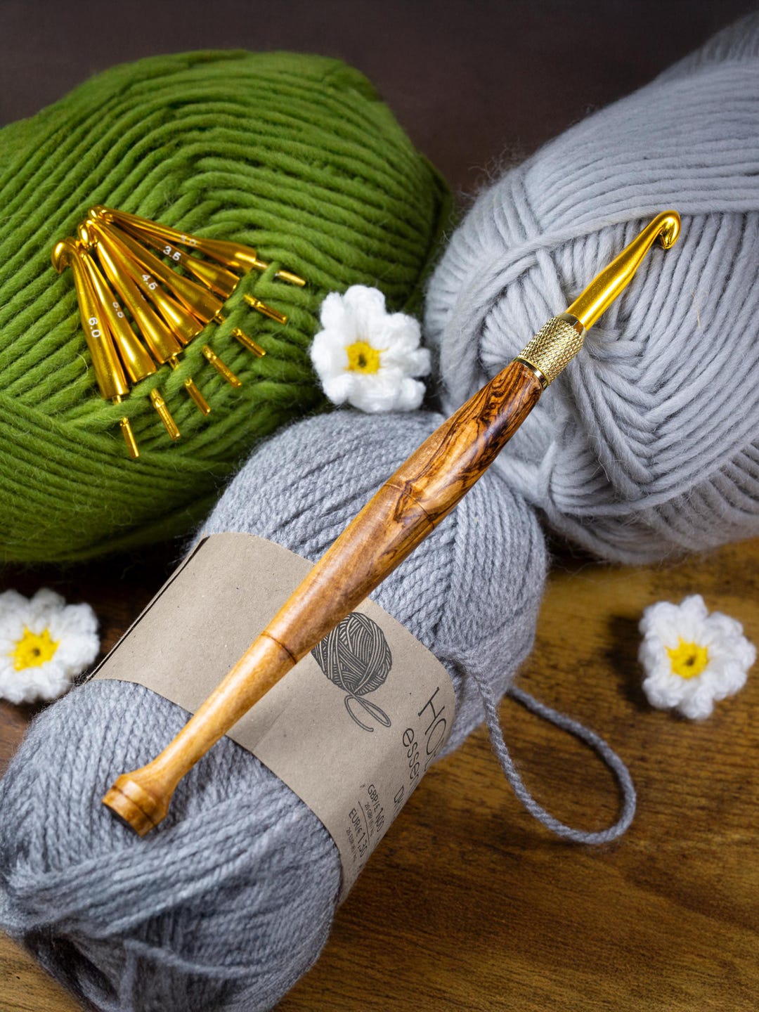 Handmade Crochet Hook, Set of 8 Hooks, Olive Wood Crochet Hooks, Yarn ...