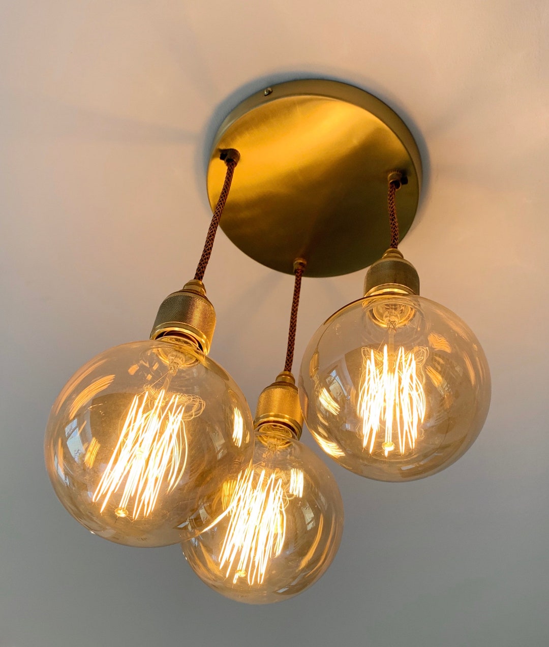 Brass 3 Pendant Ceiling Light (without Bulbs) - Etsy