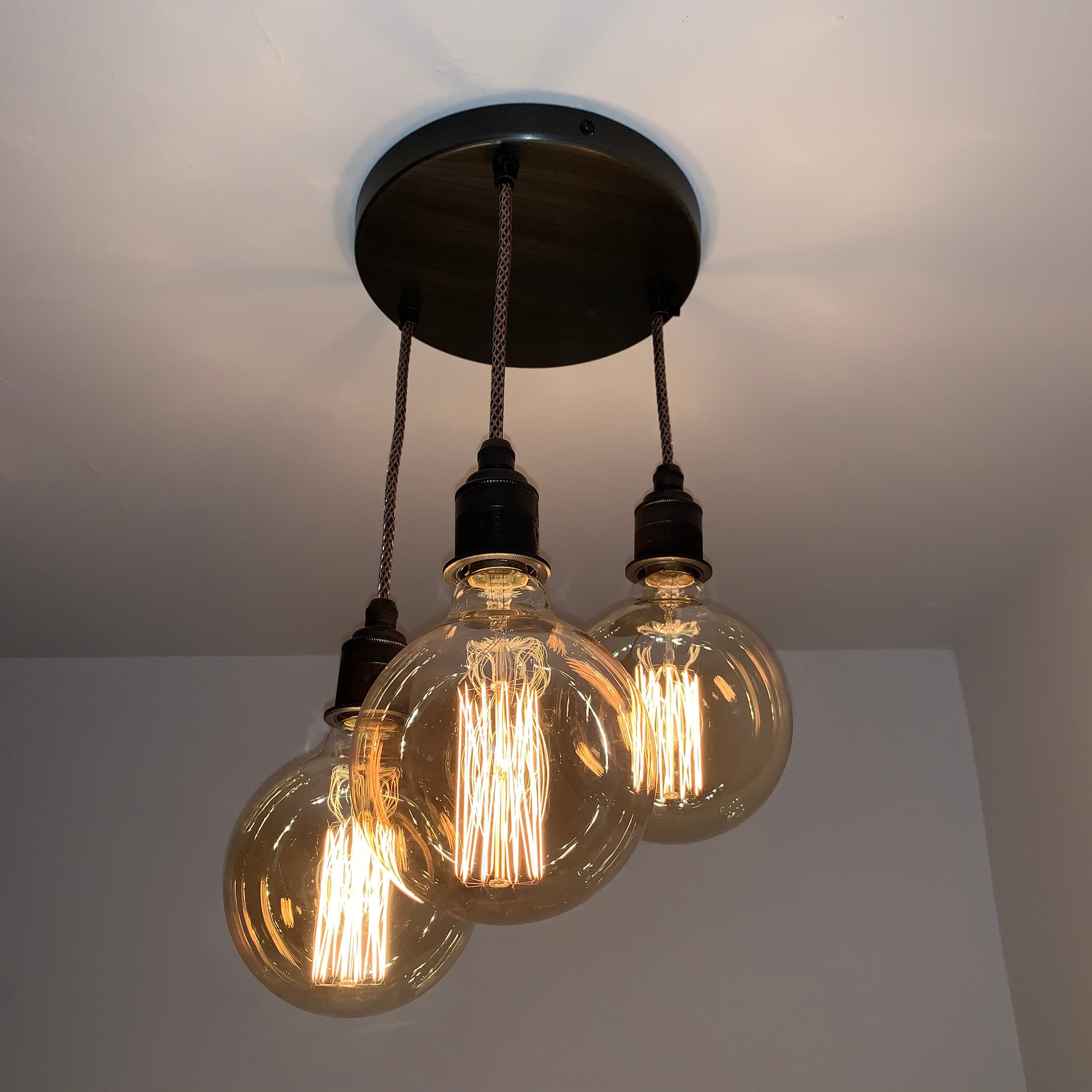 Pewter 3 Pendant Ceiling Light without Bulbs | Etsy UK