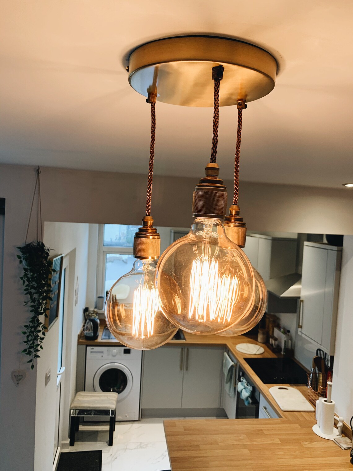 Brass 3 Pendant Ceiling Light without Bulbs - Etsy UK