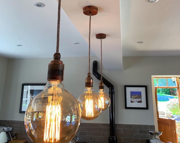 Pewter 3 Pendant Ceiling Light (without Bulbs) - Etsy UK