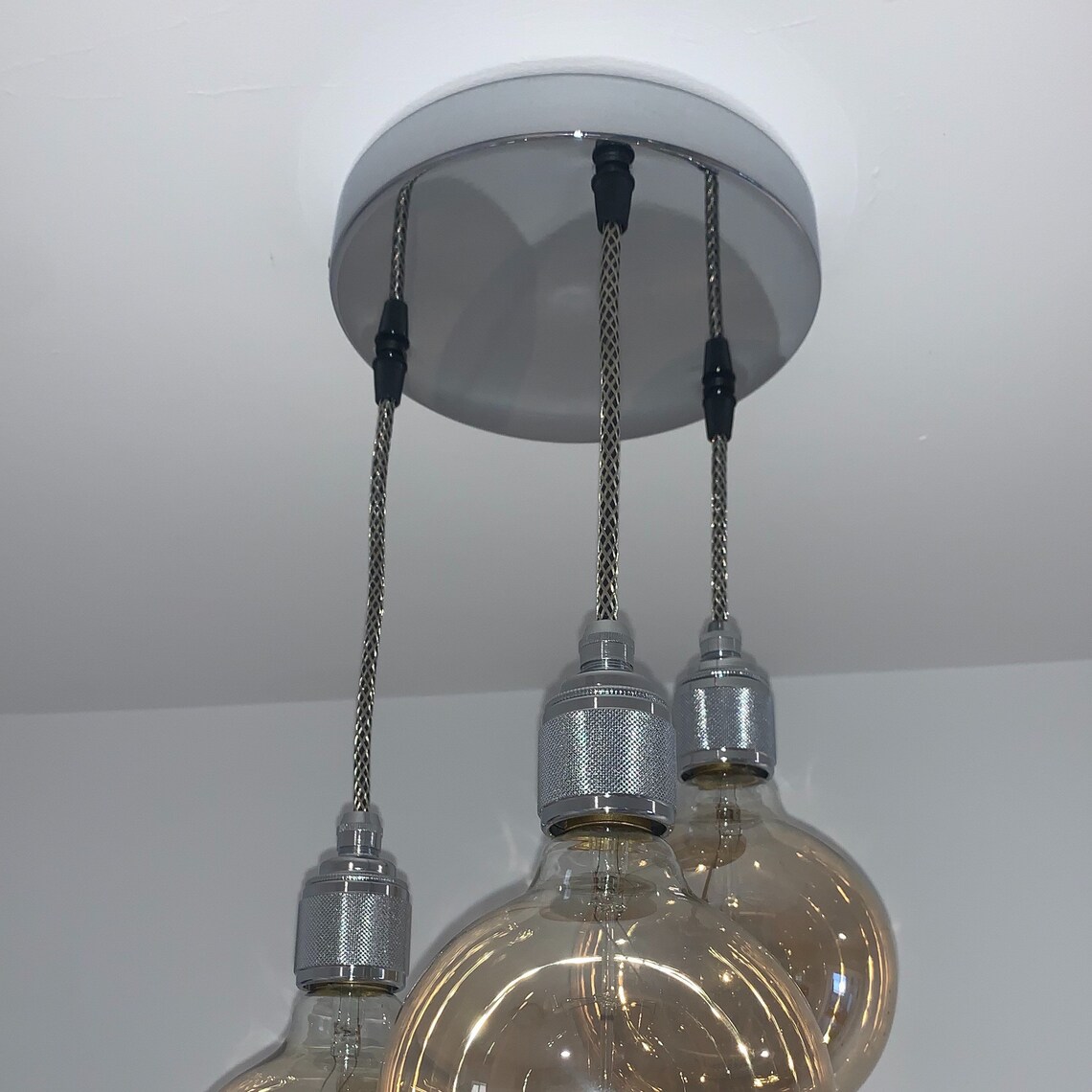 Chrome 3 Pendant Ceiling Light (without Bulbs) - Etsy UK