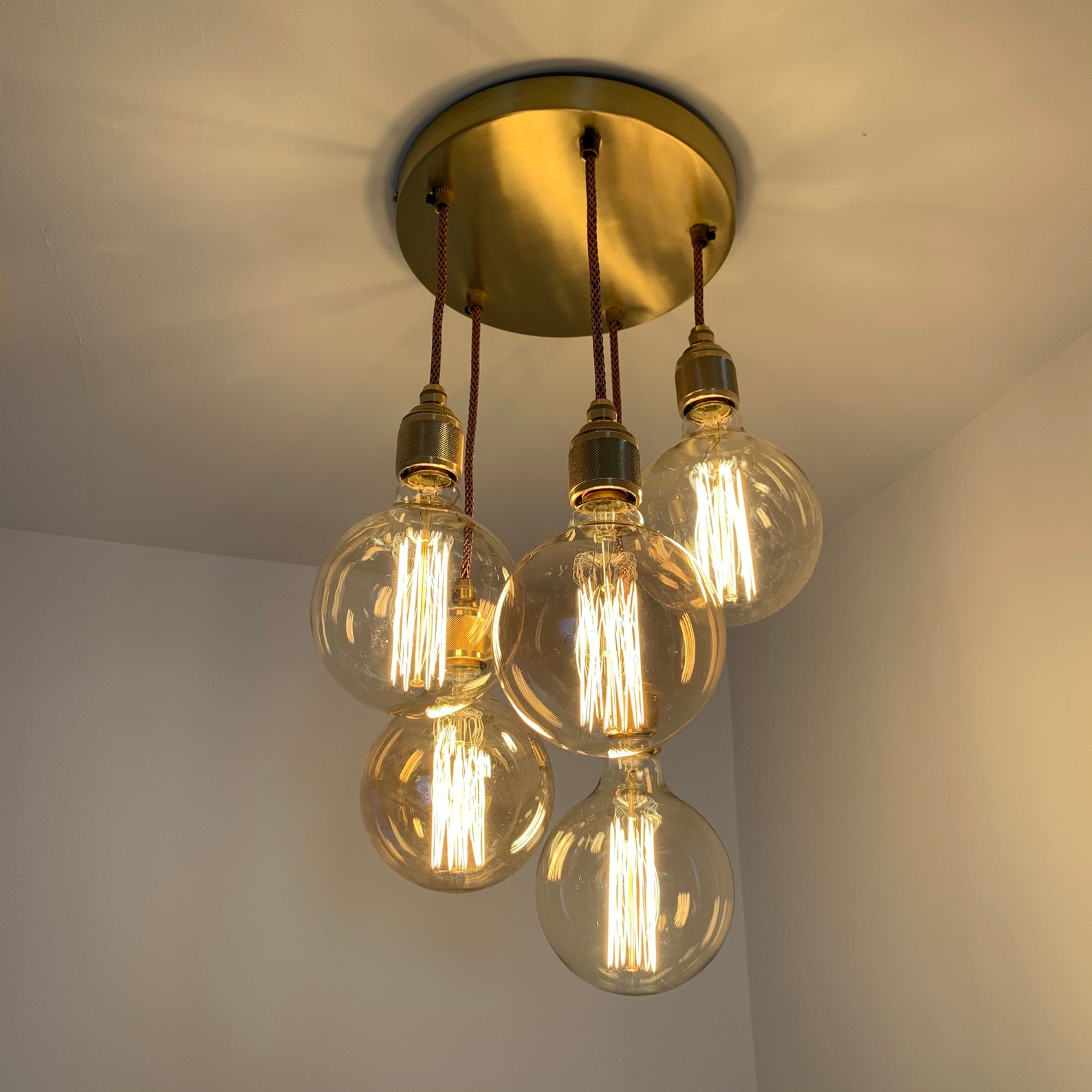 Brass 5 Pendant Ceiling Light (without Bulbs) - Etsy
