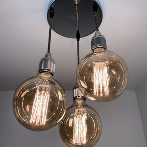 Chrome 3 Pendant Ceiling Light (without Bulbs) - Etsy UK