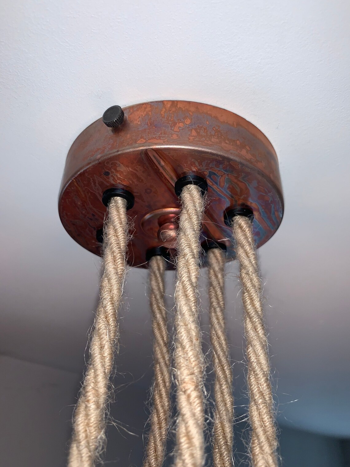 Rustic Copper Rope Pendant With 6 Drops without Bulbs - Etsy