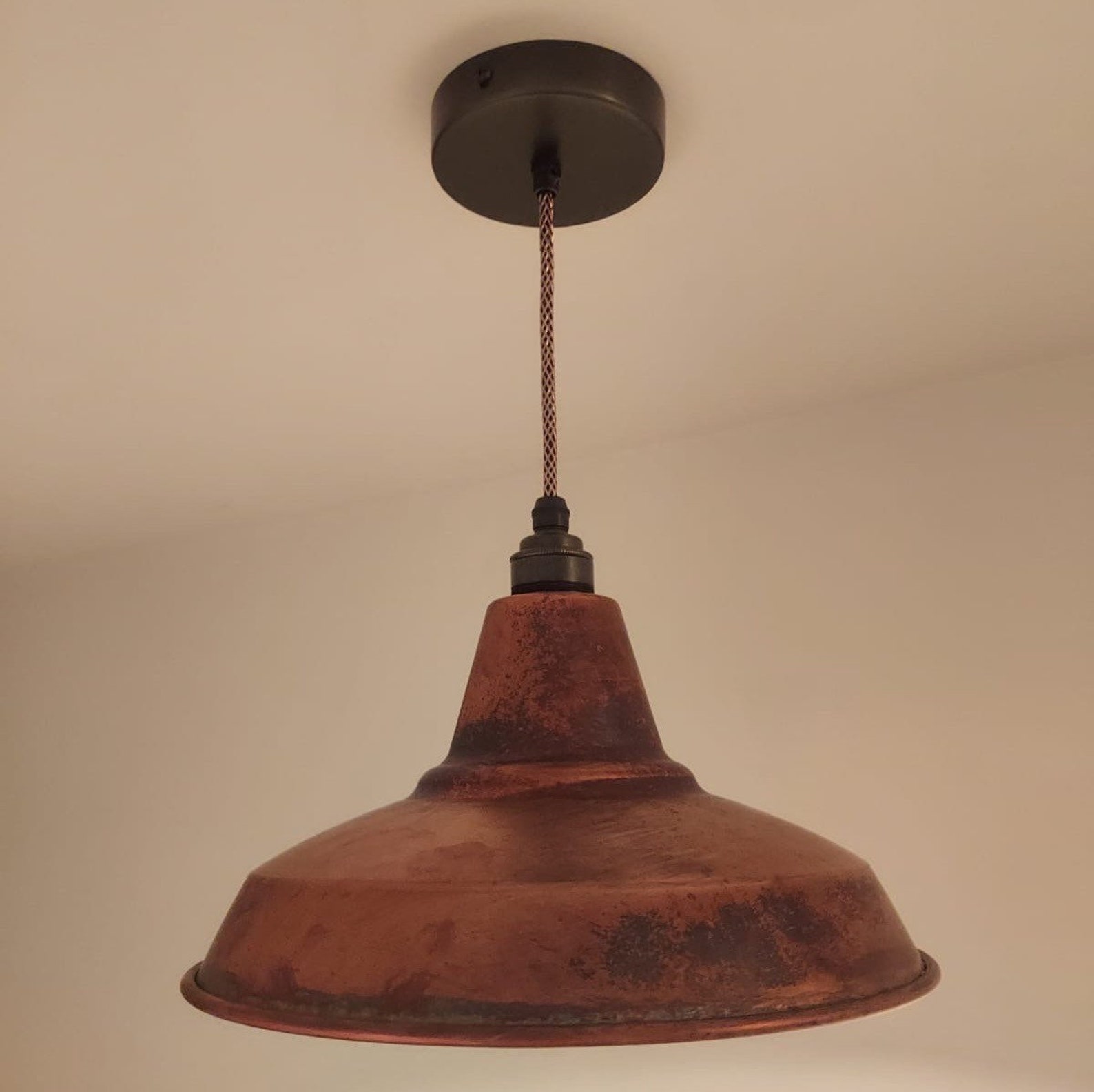 Rustic Industrial Aged Copper Lamp Shade (without Pendant) - Etsy UK
