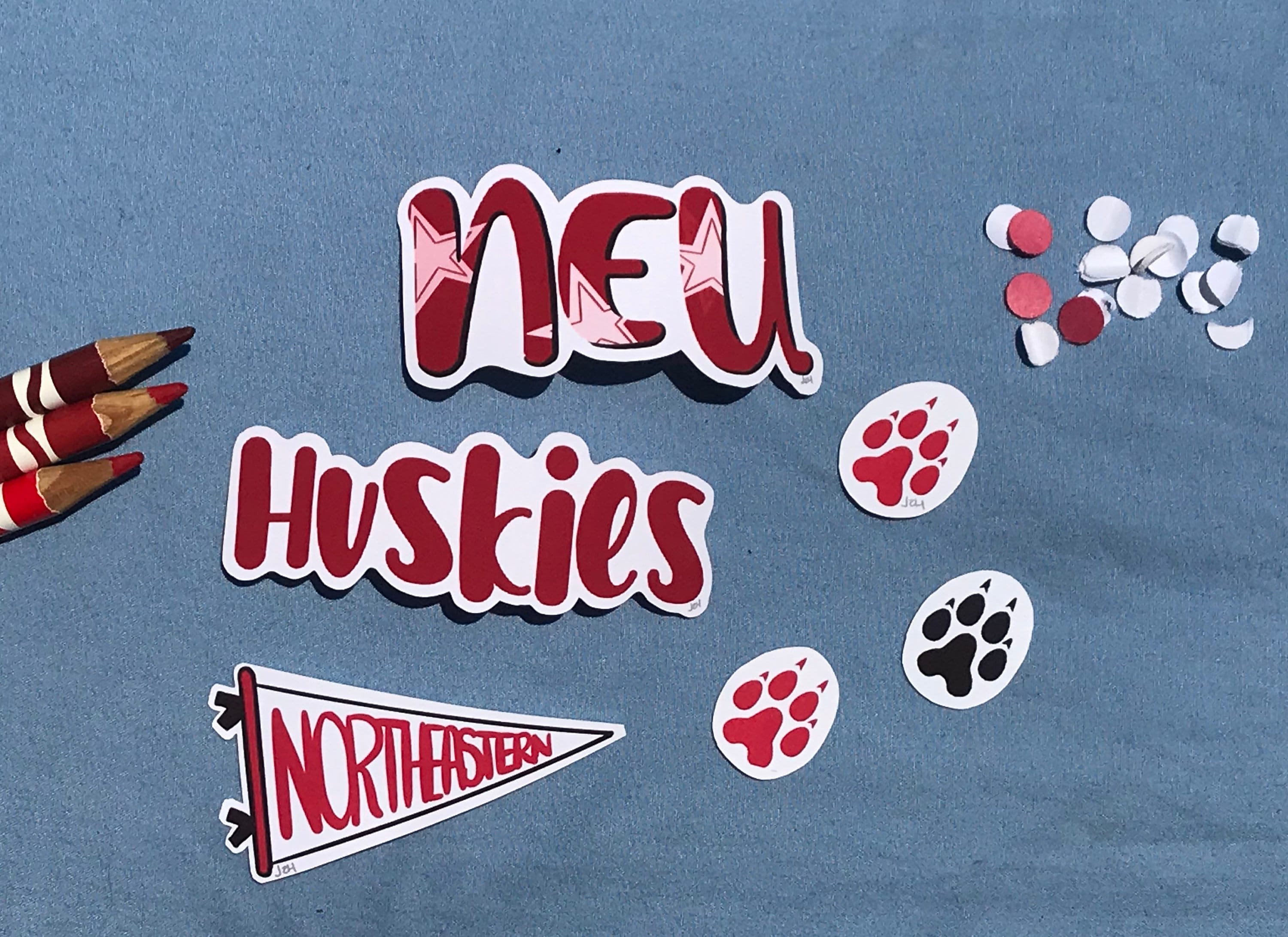NEU Sticker Set Northeastern University Stickers Huskies | Etsy