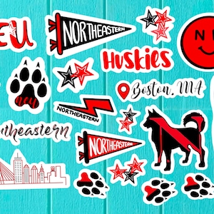 NEU Sticker Set Northeastern University Stickers Huskies - Etsy