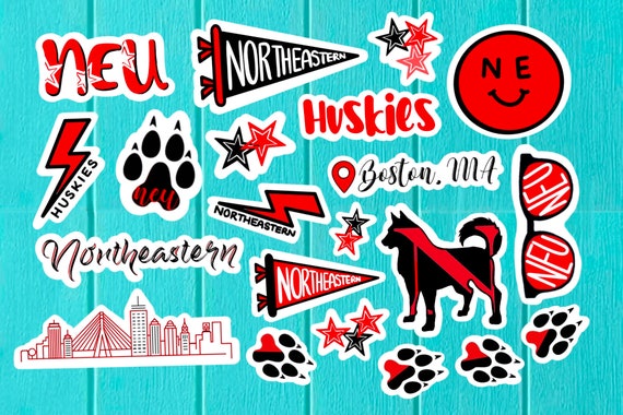NEU Sticker Set Northeastern University Stickers Huskies - Etsy