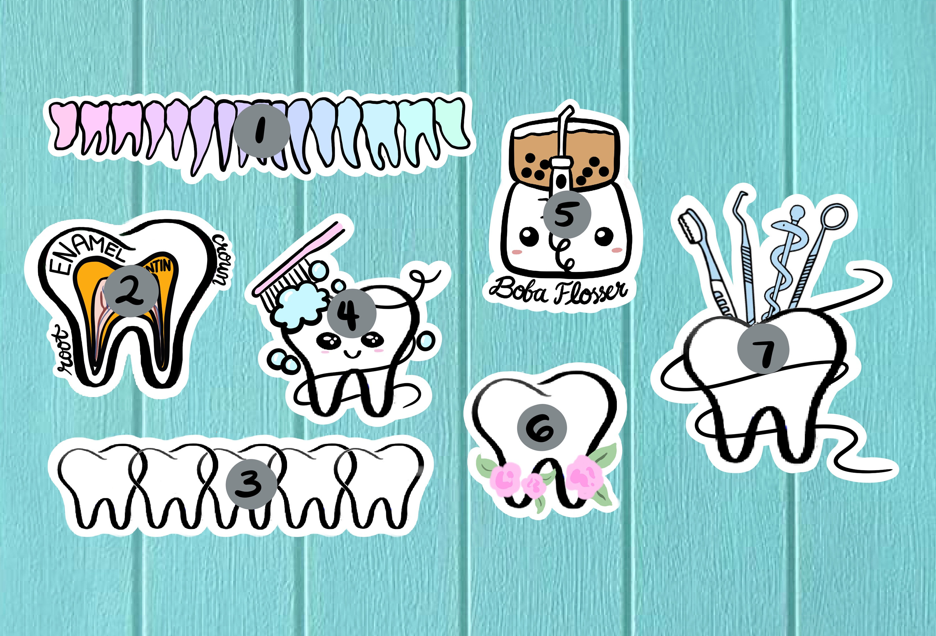 Dental Stickers Tooth Teeth Sticker Set Laptop Decals Gifts - Etsy