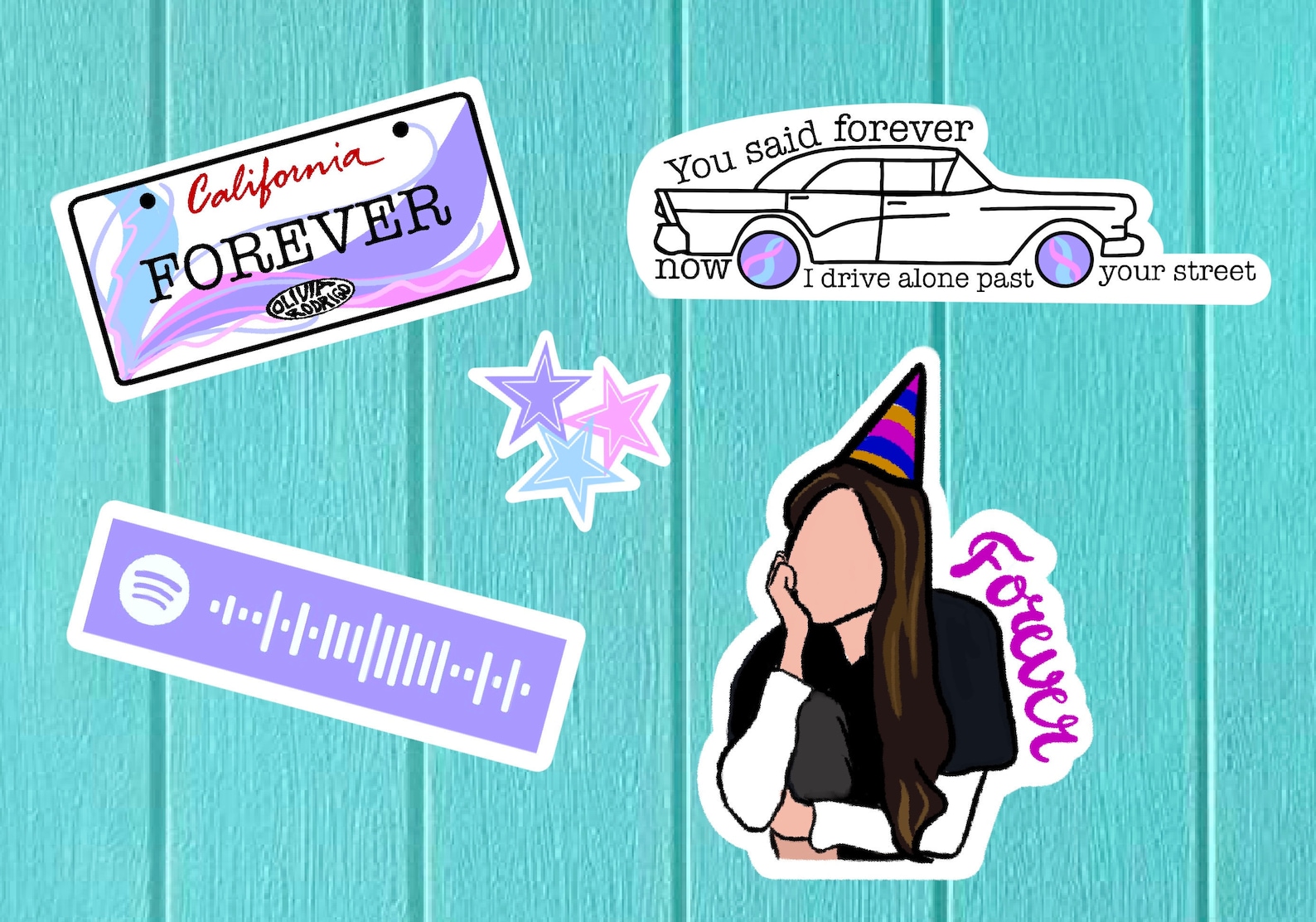 Olivia Rodrigo Driver's License Sticker Set Forever | Etsy