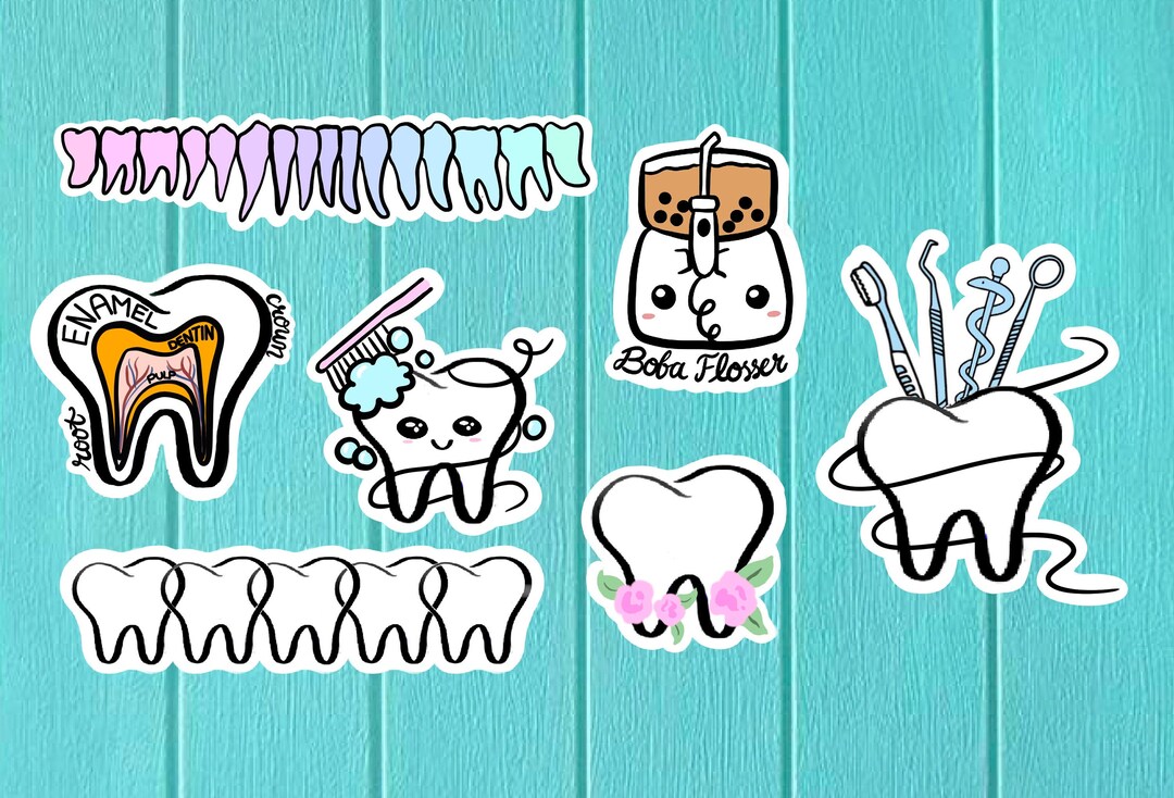 Dental Stickers Tooth Teeth Sticker Set Laptop Decals Gifts for Dentist ...
