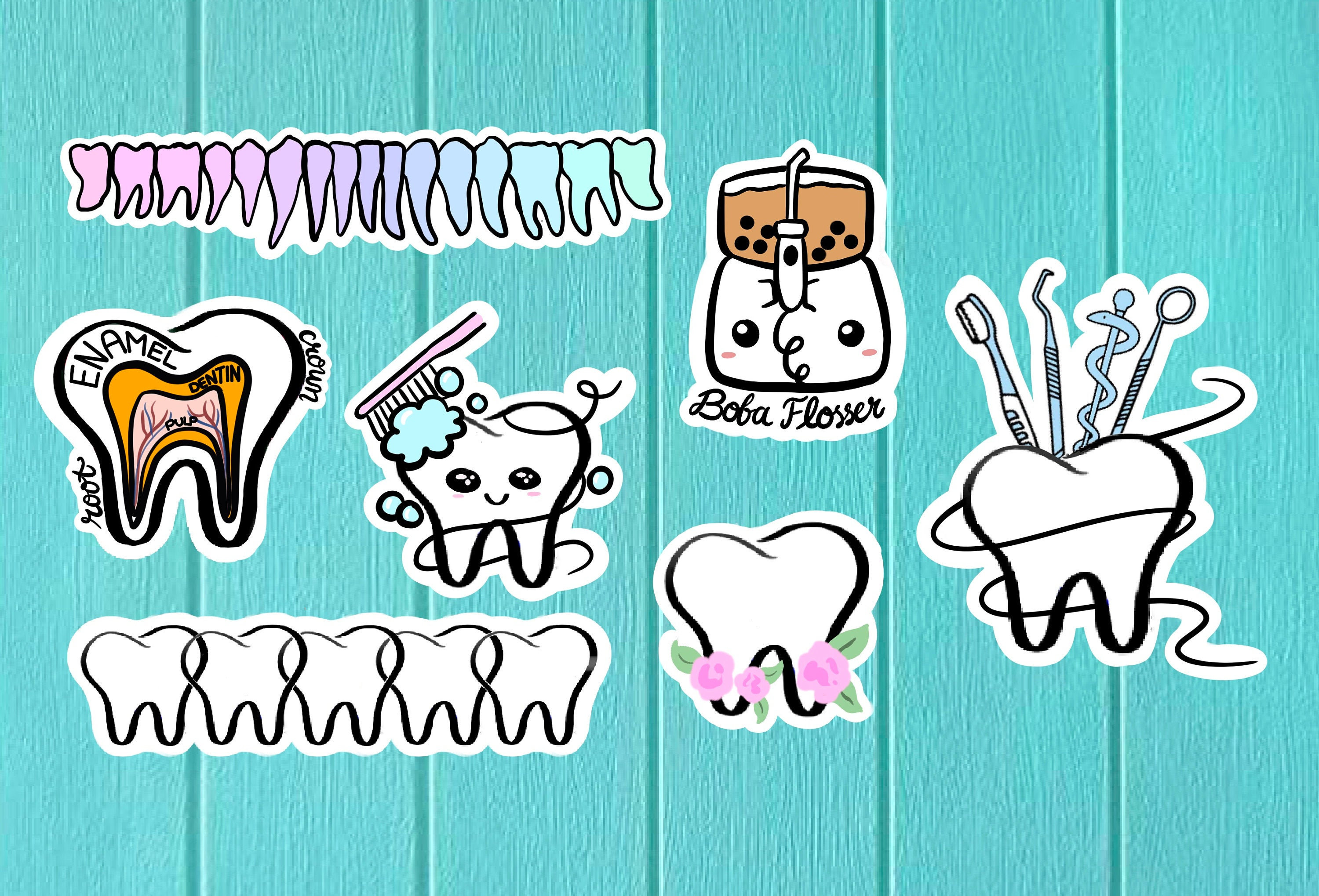 Dental Stickers Tooth Teeth Sticker Set Laptop Decals Gifts - Etsy