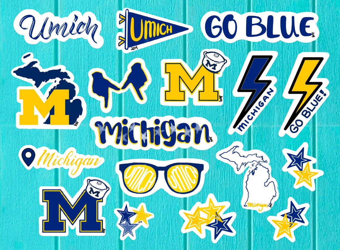 University of Michigan Sticker Set Umich Stickers Umichigan - Etsy