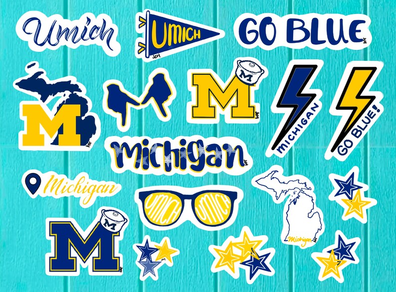 University of Michigan Sticker Set Umich Stickers Umichigan - Etsy