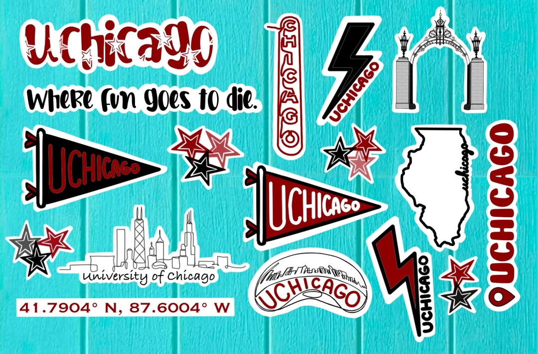 University of Chicago Sticker Set Uchicago Decals College Tailgate Gift ...