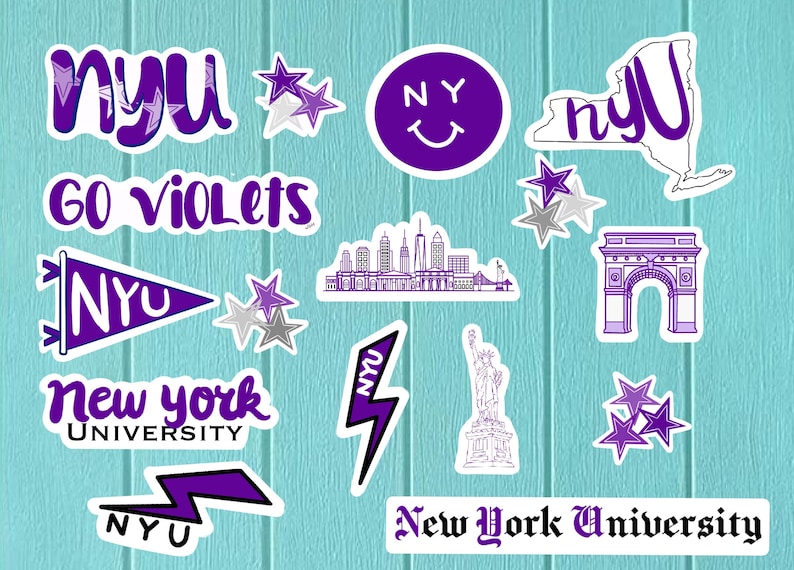 NYU Sticker Set New York University Stickers Violets - Etsy