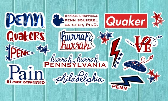 Penn Sticker Set University of Pennsylvania Stickers Upenn | Etsy