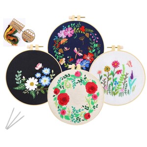 4 Pack Embroidery Starter Kit With Pattern and Instructions - Cross ...