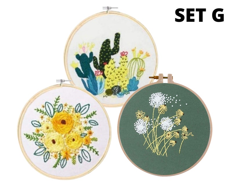 Beginner Embroidery Kits for Adults Flowers and Succulents - Etsy
