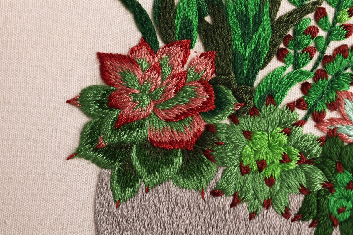 Embroidery Starter Kit W/ Succulent Pattern and Instructions - Cross ...