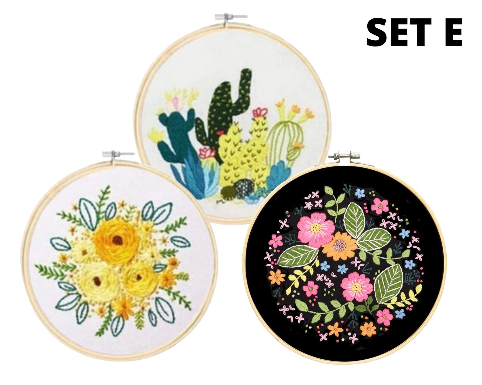 3 Pack Embroidery Starter Kit With Pattern and Instructions | Etsy