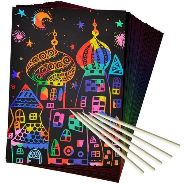 Rainbow Scratch Paper - Etsy