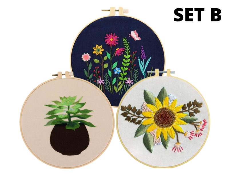 Beginner Embroidery Kits for Adults Flowers and Succulents - Etsy