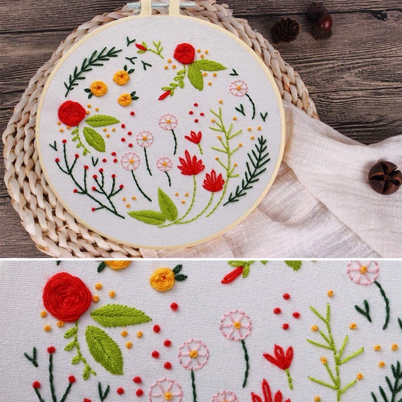 Embroidery Starter Kit W/ Floral Pattern and Instructions - Cross ...