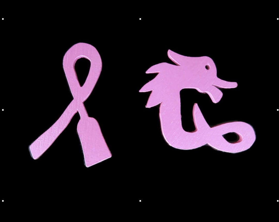Fridge Magnet - Breast Cancer Ribbon With Dragon Boat Paddle or Dragon ...