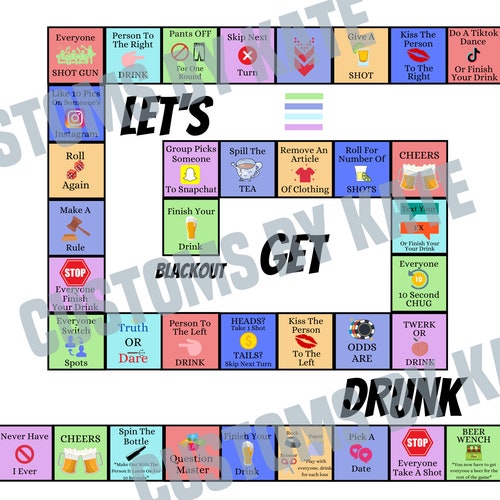CUSTOM Lets Drink Board Game Lets Get Drunk Blackout - Etsy