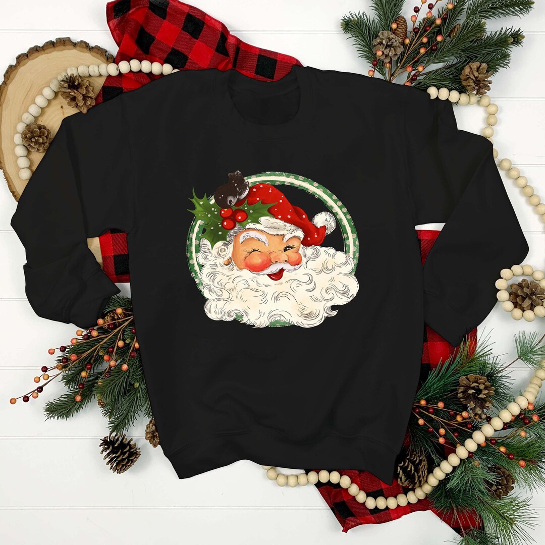 Vintage Santa Sweatshirt Christmas Sweater Old School Santa Shirt ...