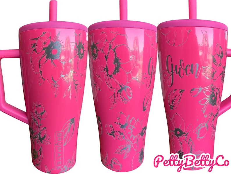 Roses Brumate Era Tumbler - Pink Roses Cup - Engraved Floral Tumbler ...