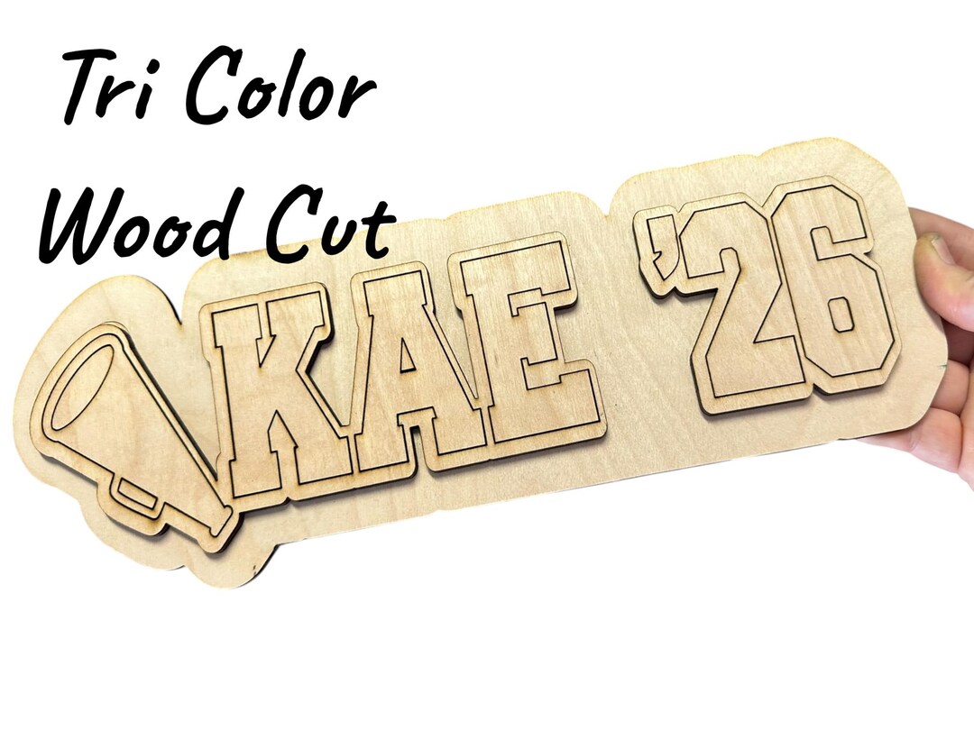 Tri Color Wooden Name Cut Out and Backer for DIY Decor Personalized ...