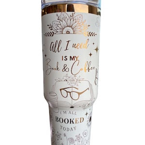 Books and Coffee Engraved Cup - I'm All Booked Custom Engraved Cup ...