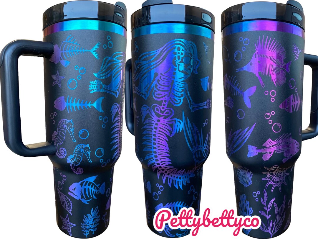 Undead Mermaid Tumbler - Mermaid Skeleton Engraved Tumbler - 40oz ...