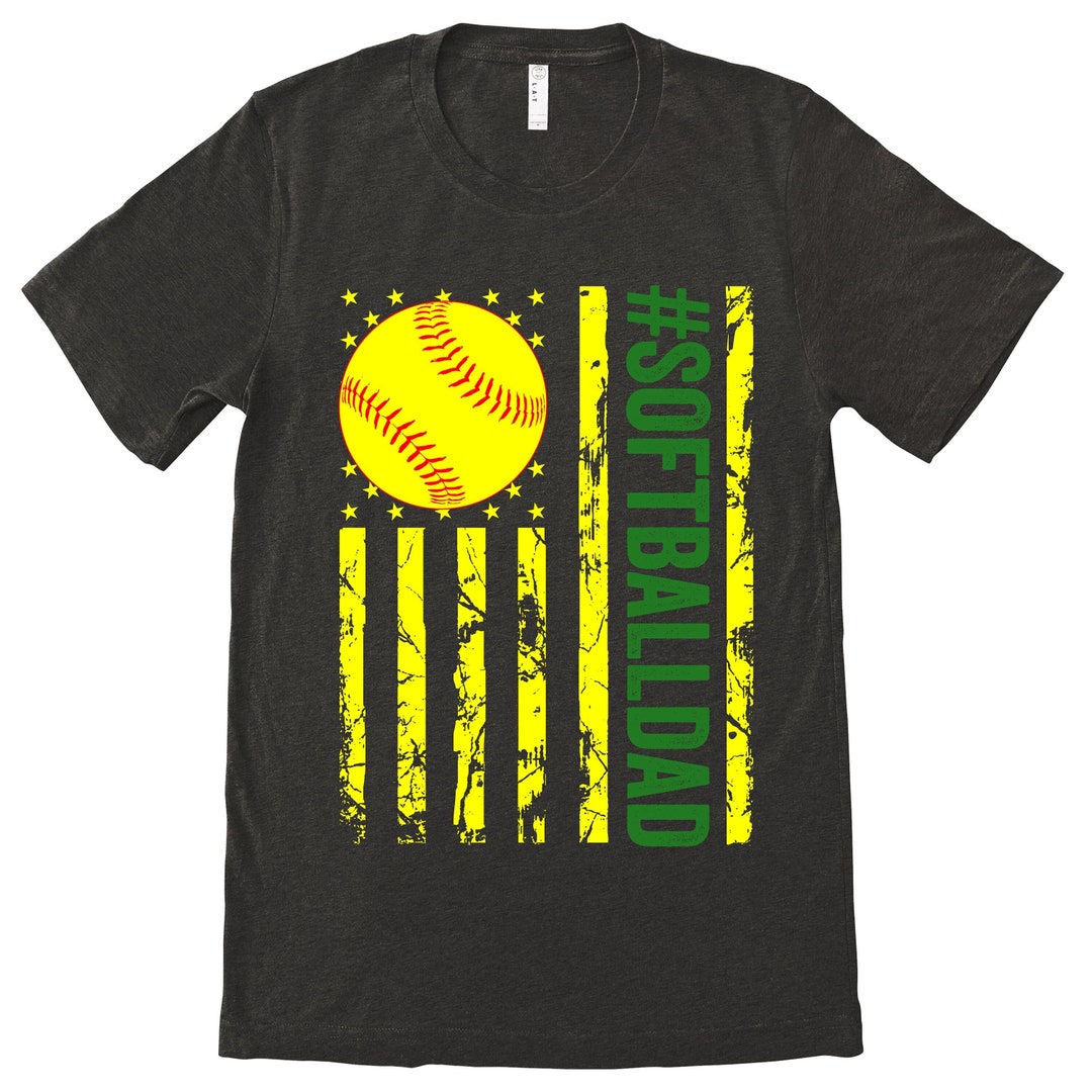Softball Dad Shirt - Dad Softball T-shirt -american Flag Softball Dad T ...